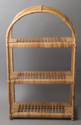 Small Italian Boho Rattan Shelves 1960