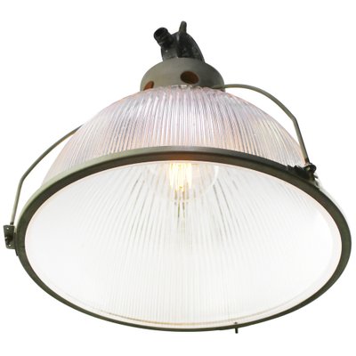 Clear Glass Holophane Pendant Light Endon Lighting Ridgeton Flush
