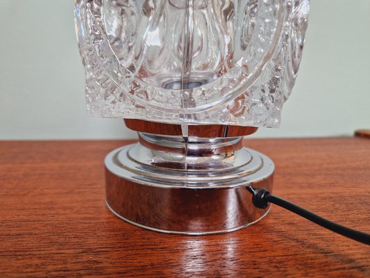 Cube Table Lamp in Crystal and Chromed Metal by Peill Putzler 1970s