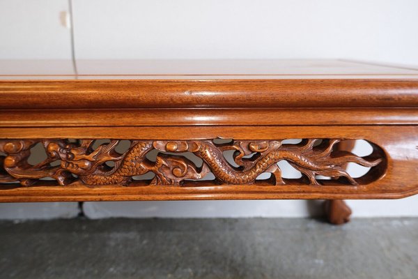 Japanese Hand Carved Coffee Table with Dragons Claw Ball Feet for sale at Pamono