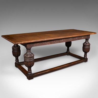 Large Antique Scottish Gothic Style Refectory Table in Oak
