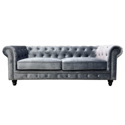 Chester Premium Three Seater Sofa in Gray Velvet by Europa Antiques