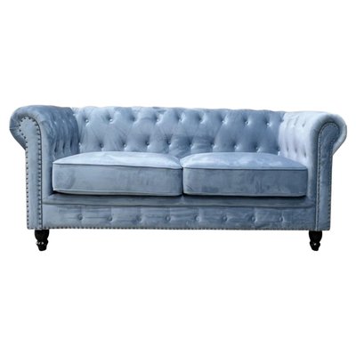 Chester Premium Two Seater Sofa in Dusky Blue Velvet by Europa Antiques