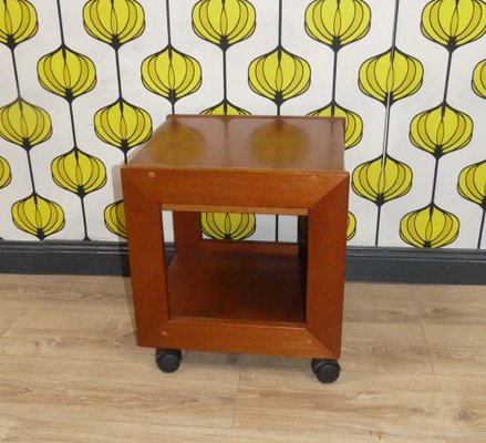 Small Teak Side Table with Drawer on Castors 1960s