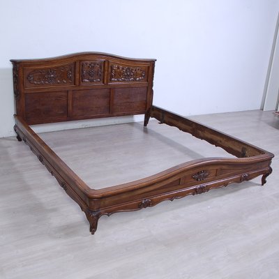King Size Double Bed in Carved Wood Italy 1900s for sale at Pamono