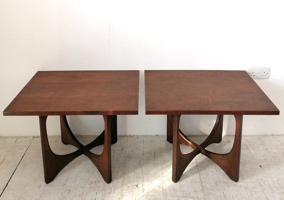 Mid Century American Broyhill Brasilia Walnut Side Tables 1970s Set of 2