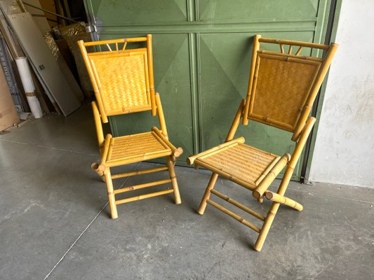 Bamboo Rattan Folding Chairs 1960s Set of 2 for sale at Pamono