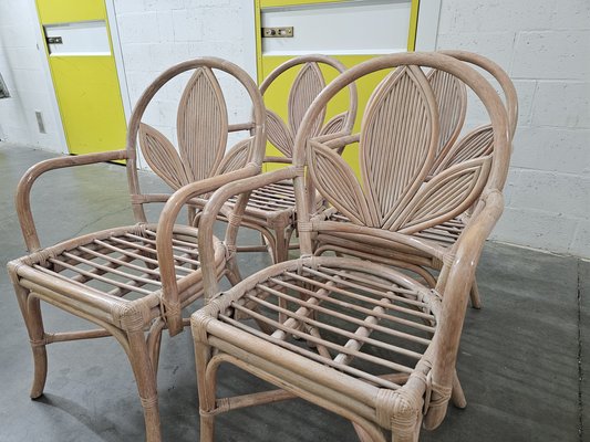 Vintage Italian Bamboo Dining Chairs 1960s Set of 4 for sale at Pamono