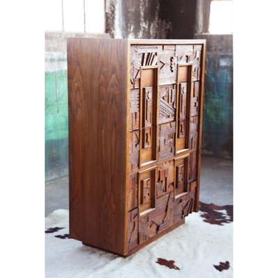 Mid Century Post Modern Brutalistische Highboy Kommode 1970er bei Pamono kaufen