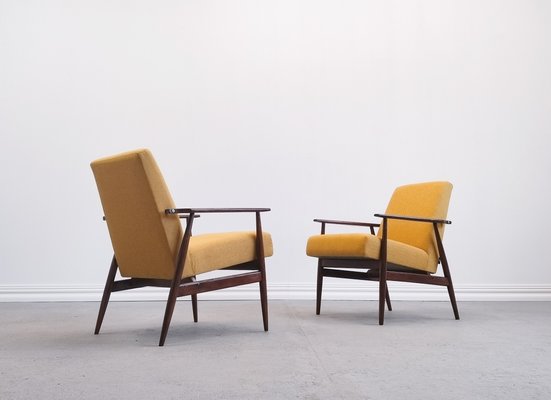 Armchair in Yellow Tweed by Henryk Lis 1967