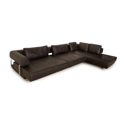 Dark brown leather corner sofa store