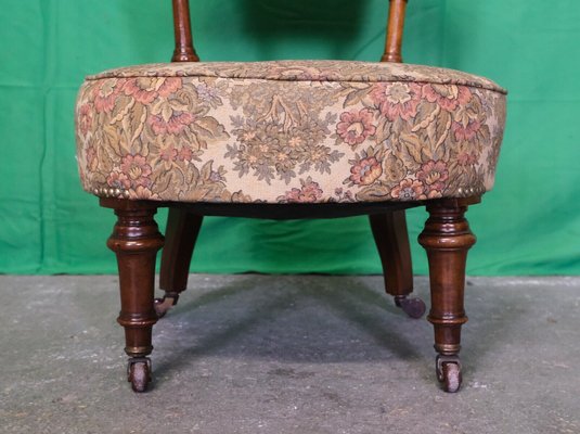 Victorian Nursing Chair with Flowers and Castors 1890
