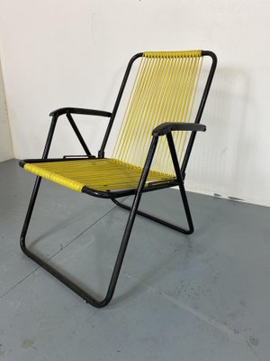 Italian Metal Spaghetti String Folding Garden Chairs 1950s Set of 2 for sale at Pamono