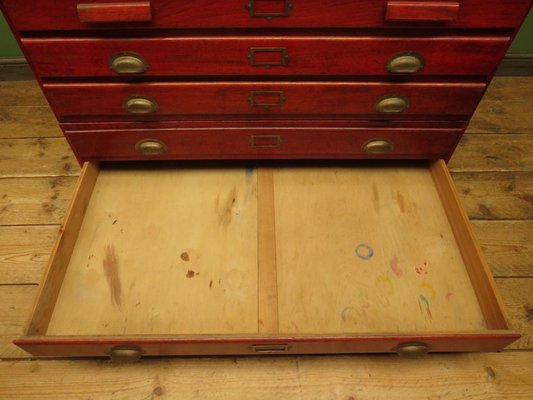 Antique Plan Chest 1890s Set of 2
