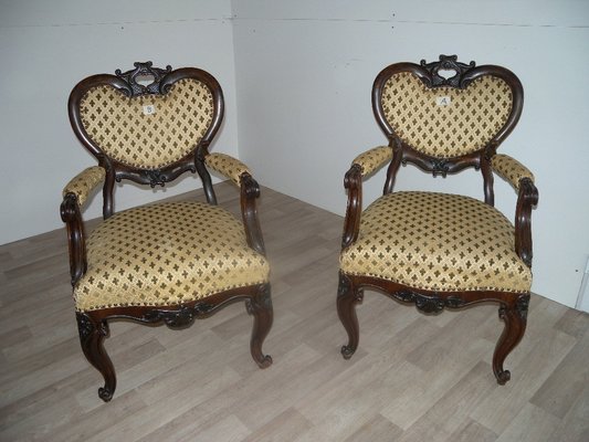 Louis Philippe Armchairs in Baroque Style 1850 Set of 2