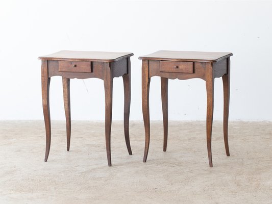Early 20th Century French Oak Side Tables 1890s Set of 2 for sale at Pamono