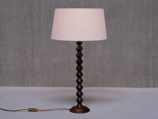 Tall Oak Table Lamp attributed attributed to Charles Dudouyt France 1950s for sale at Pamono