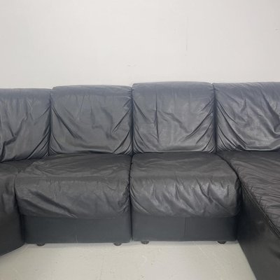 Black leather corner sofa sale store