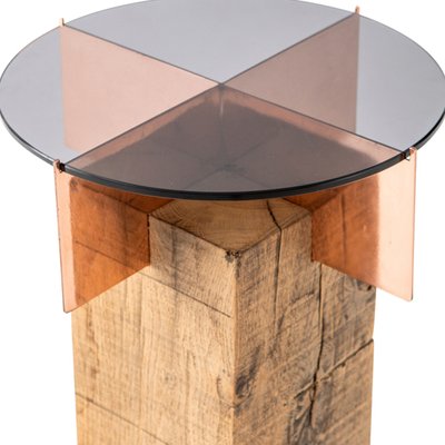 French Copper and Glass Jewel Totem Side Table by Egg Designs