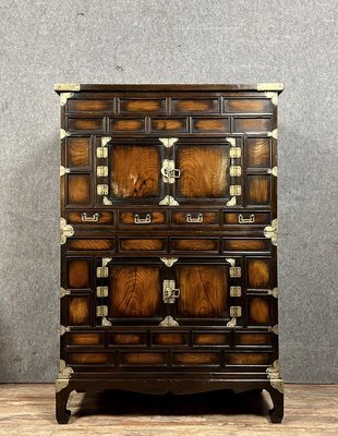 Chinese Cabinet in Ironwood and Gilded Bronze 1800s