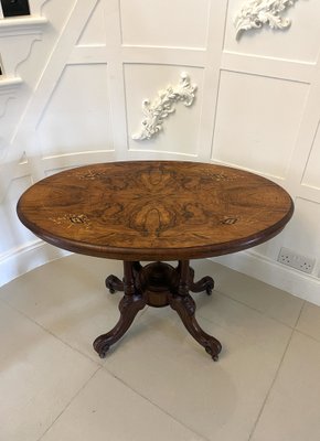 Victorian Inlaid Burr Walnut Oval Centre Table 1860s