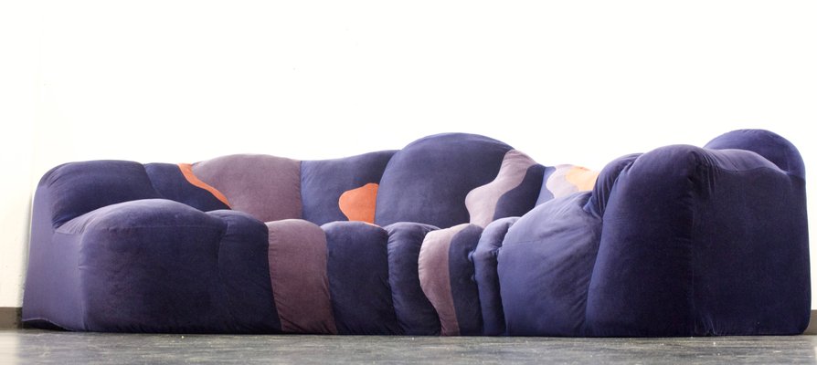 Postmodern Organic Polster Mit Pep Design Studio Sofa in Velour Germany 1980s for sale at Pamono