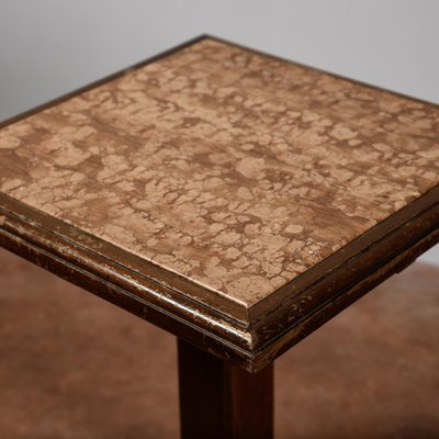 Square Coffee Table with Marble Top and Copper Footrest