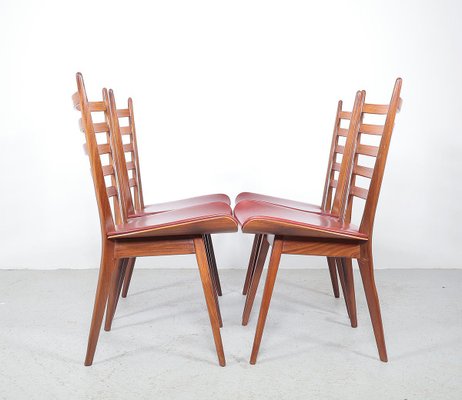 Vintage Teak Wooden Ladder Chairs 1960s Set of 4