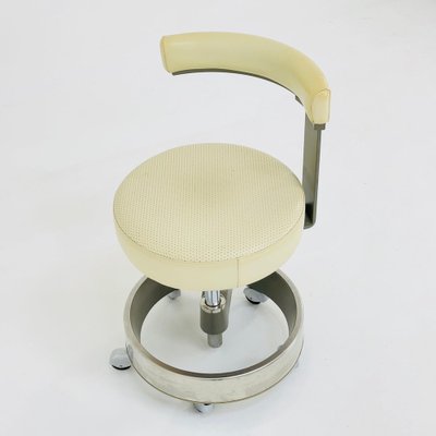 Mid Century Beige Swivel High Chair in Leather 1960s