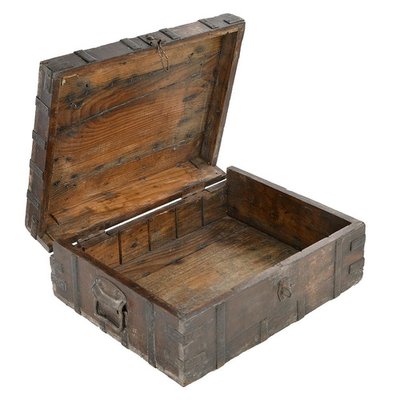 Antique Wood Boxes Vintage Keepsake Wooden Box With Metal Accents
