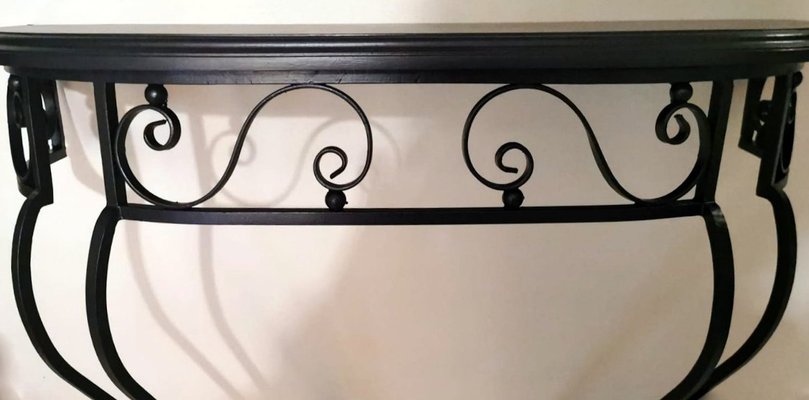 Wrought Iron Console Table Attached To Wall Robeck Cosmic Marble