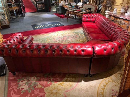 Vintage Oxblood Red Chesterfield Corner Couch for sale at Pamono