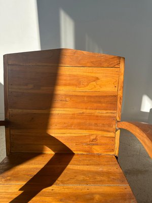 Small Asian Armchair with Upcycled Wooden Slats