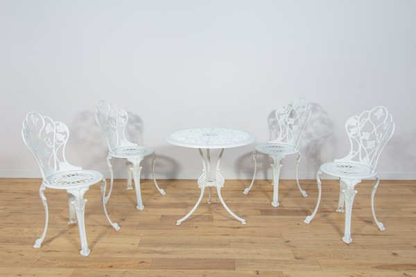 Art Nouveau Aluminum Garden Chairs 1950s Set of 5 for sale at Pamono