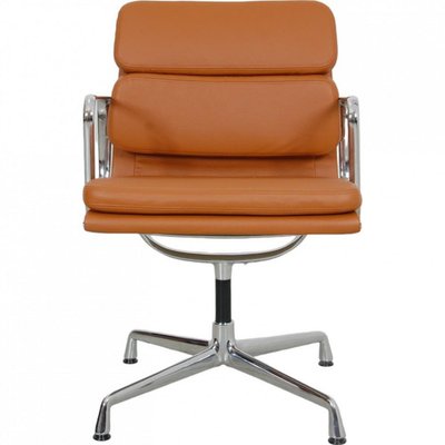 EA 208 Chair Reupholstered in Cognac Bizon Leather from Charles Eames 2000s