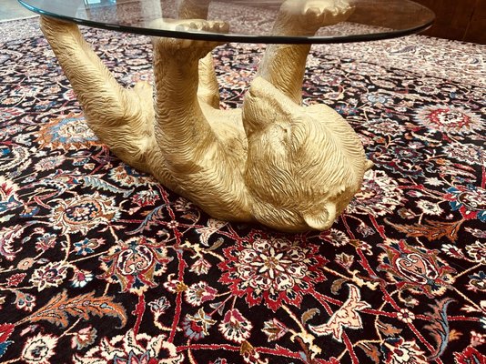 Bronze Bear Coffee Table with Glass Top for sale at Pamono