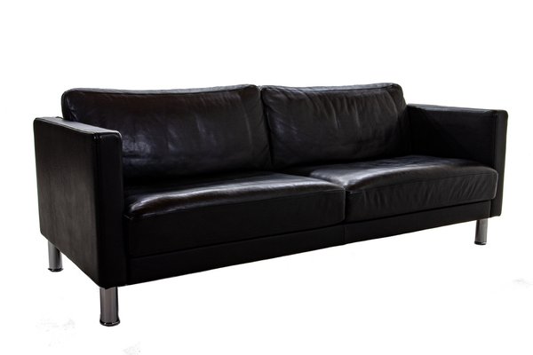 Ego G 3 Sitzer Sofa aus schwarzem Echtleder von Rolf Benz
