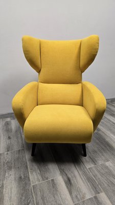 Mid Century Yellow Fabric Armchair