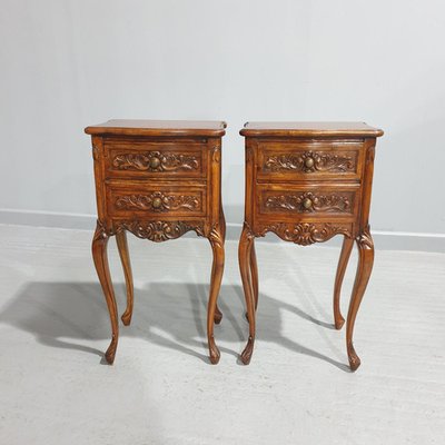 Vintage French Mahogany Bedside Tables Set of 2