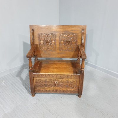 Carved Monks Bench for sale at Pamono