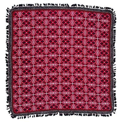 Large Square Jacquard Double Face Rug Cover 1980s