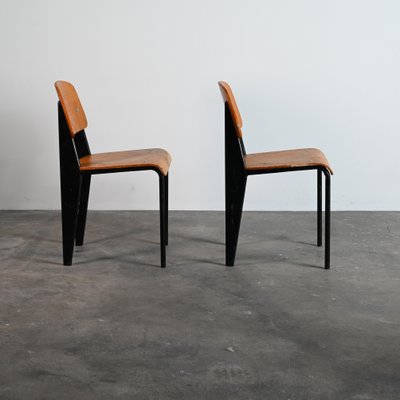 Mid Century Modern Standard Chairs by Jean Prouve 1950s Set of 2