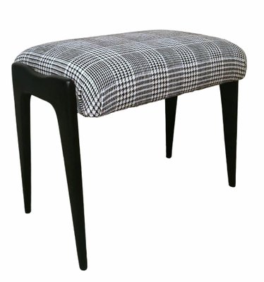 Italienische Art Deco Bank aus Holz Stoff Dedar Prince of Wales 1950er bei Pamono kaufen