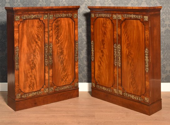 Figured Mahogany Cabinets Set of 2