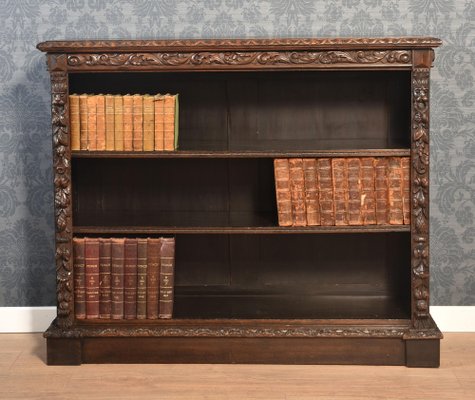 Carved Oak Open Bookcase 1890s