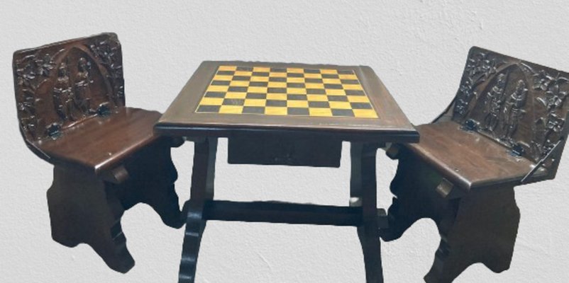 Hand Carved Chess Table