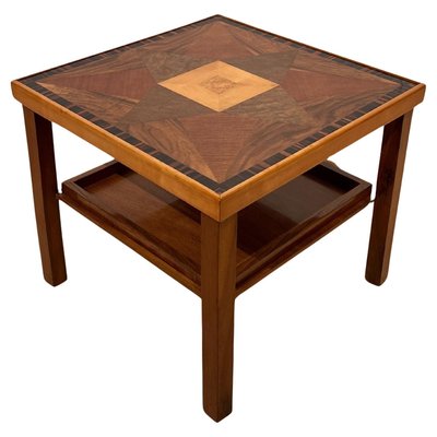 Art Deco Side Table in Walnut, Precious Woods & Lacquer Art Deco Side Table in Walnut, Precious Woods & Lacquer