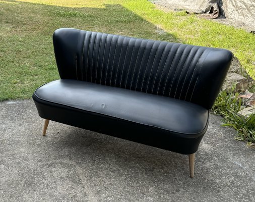 Schwarzes Mid Century Cocktail Sofa 1950er