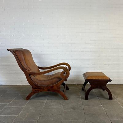 Leather plantation chair and ottoman store