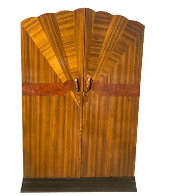 Art Deco Sunburst Walnut Double Wardrobe 1930s